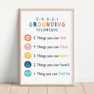Grounding Technique, Anxiety Grounding Poster, Calming Corner for Kids ...