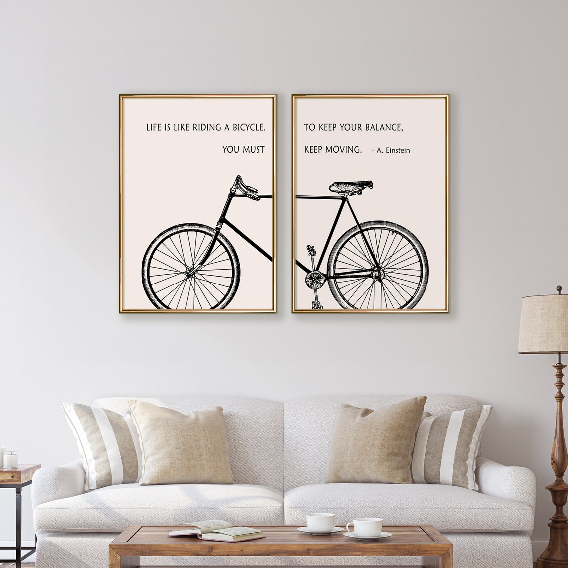 Life is Like Riding a Bike, Einstein Quote Printable Black, Bicycle Art ...