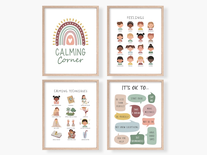 Calming Corner Set of 4 Posters, Calm Down Corner, Classroom Prints ...