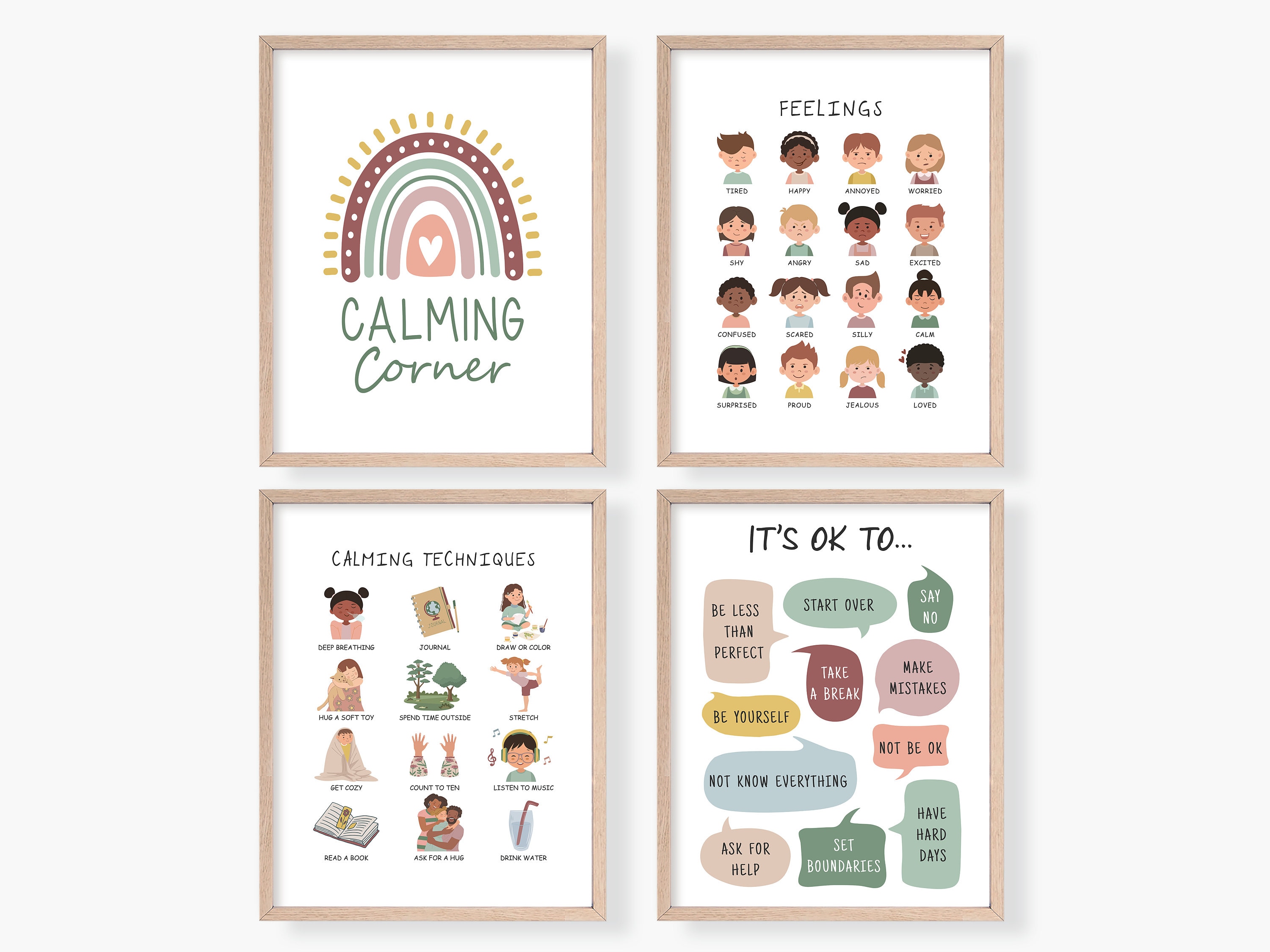 Calming Corner Set of 4 Posters, Calm Down Corner, Classroom Prints ...