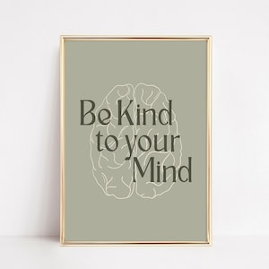 Be Kind to Your Mind Printable, Mental Health Poster, Therapy Office ...
