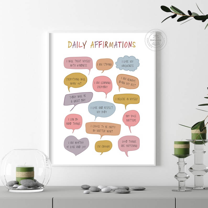 Daily Affirmations Mental Health Poster Therapy Office - Etsy