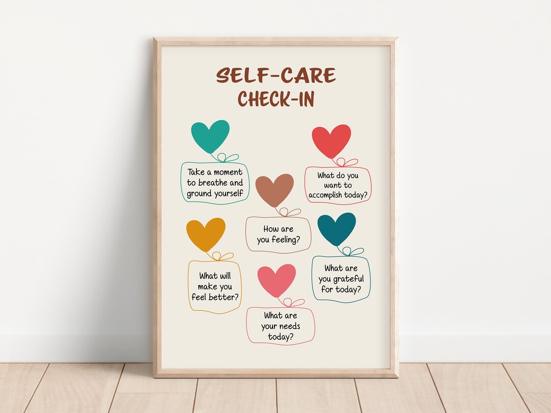 Self Care Check in Poster, Daily Checklist, Therapy Office Decor ...