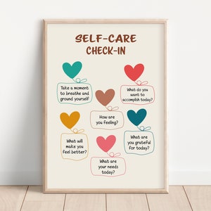 Self Care Check in Poster, Daily Checklist, Therapy Office Decor ...