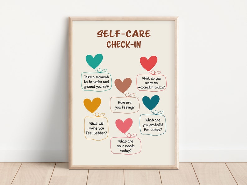 Self Care Check in Poster, Daily Checklist, Therapy Office Decor ...