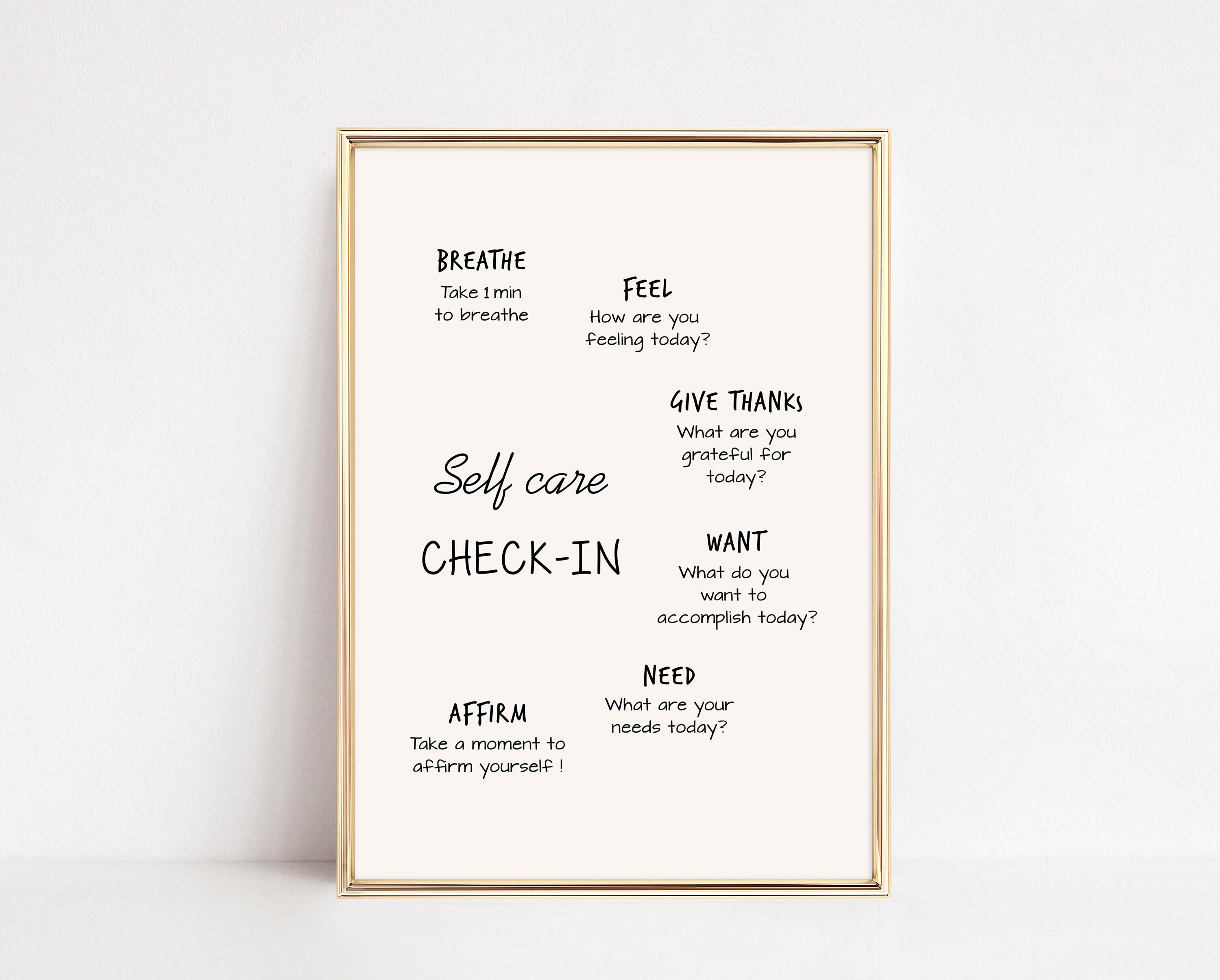 Self-care Check in Printable, Mental Health Check in Poster, Daily ...
