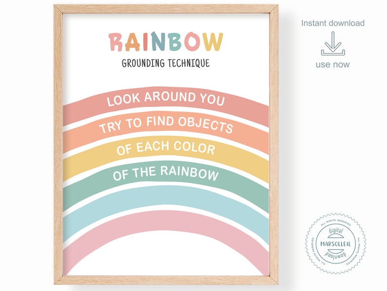Rainbow Technique Poster Anxiety Grounding Mental Health - Etsy