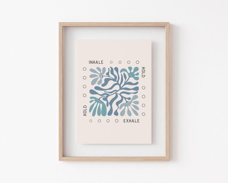 Mindful Breathing Print, Box Breathing Poster, Therapy Office Decor ...