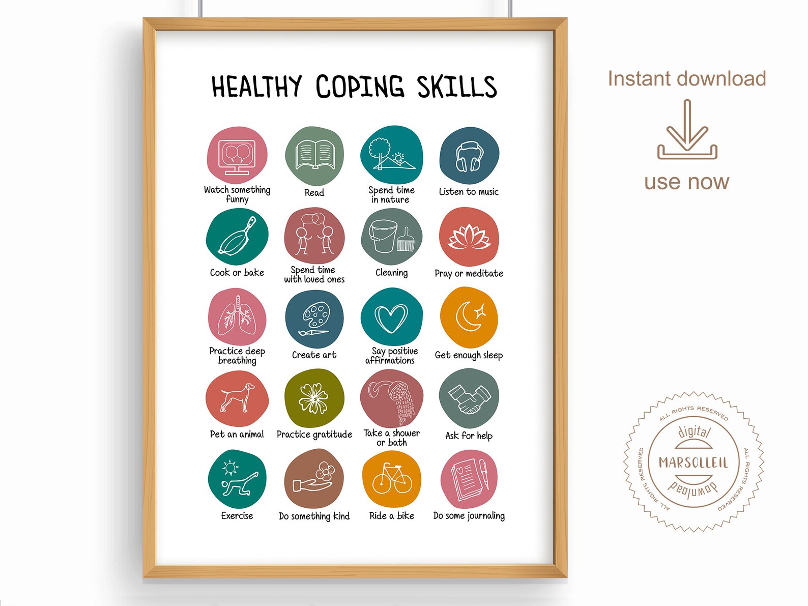 Healthy Coping Skills Poster Therapy Office Decor School - Etsy
