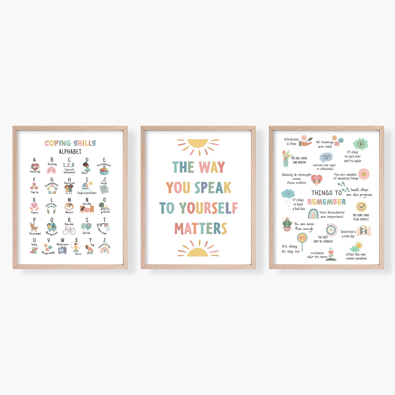 Mental Health Posters, Set of 3 Psychology Prints, Coping Skills ...