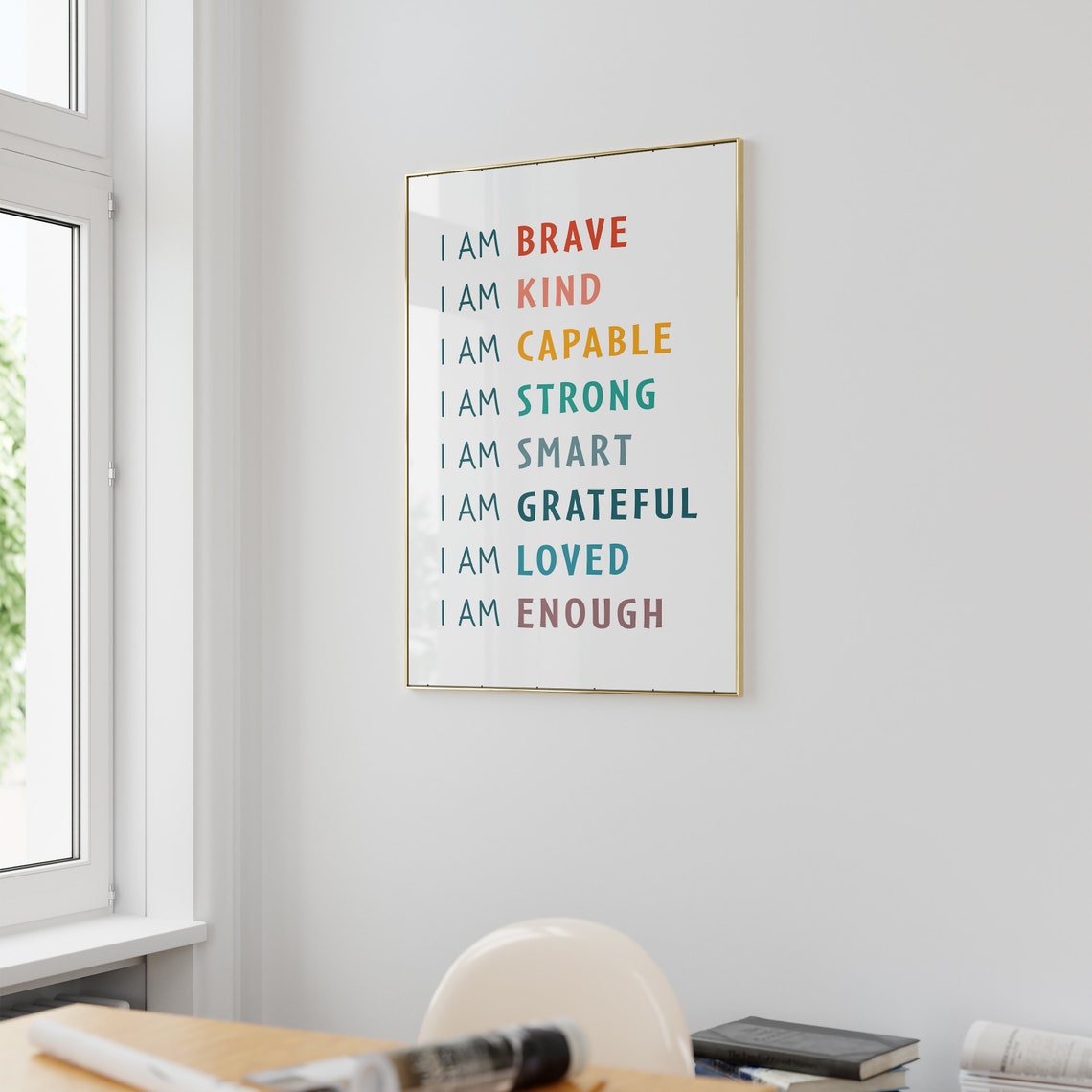 Affirmations Poster, I Am Kind Smart Loved, Mental Health Check In ...