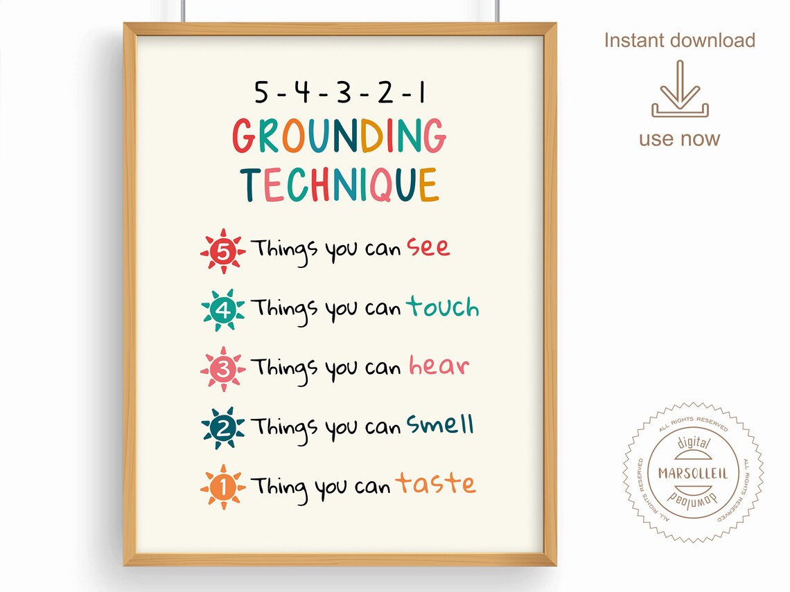 Anxiety Grounding Technique, Grounding Poster, School Psychologist ...