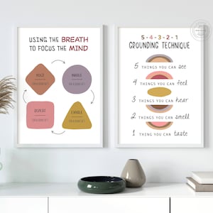 Set of 12 Prints for Therapy Office, Psychology Print Bundle, Mental ...