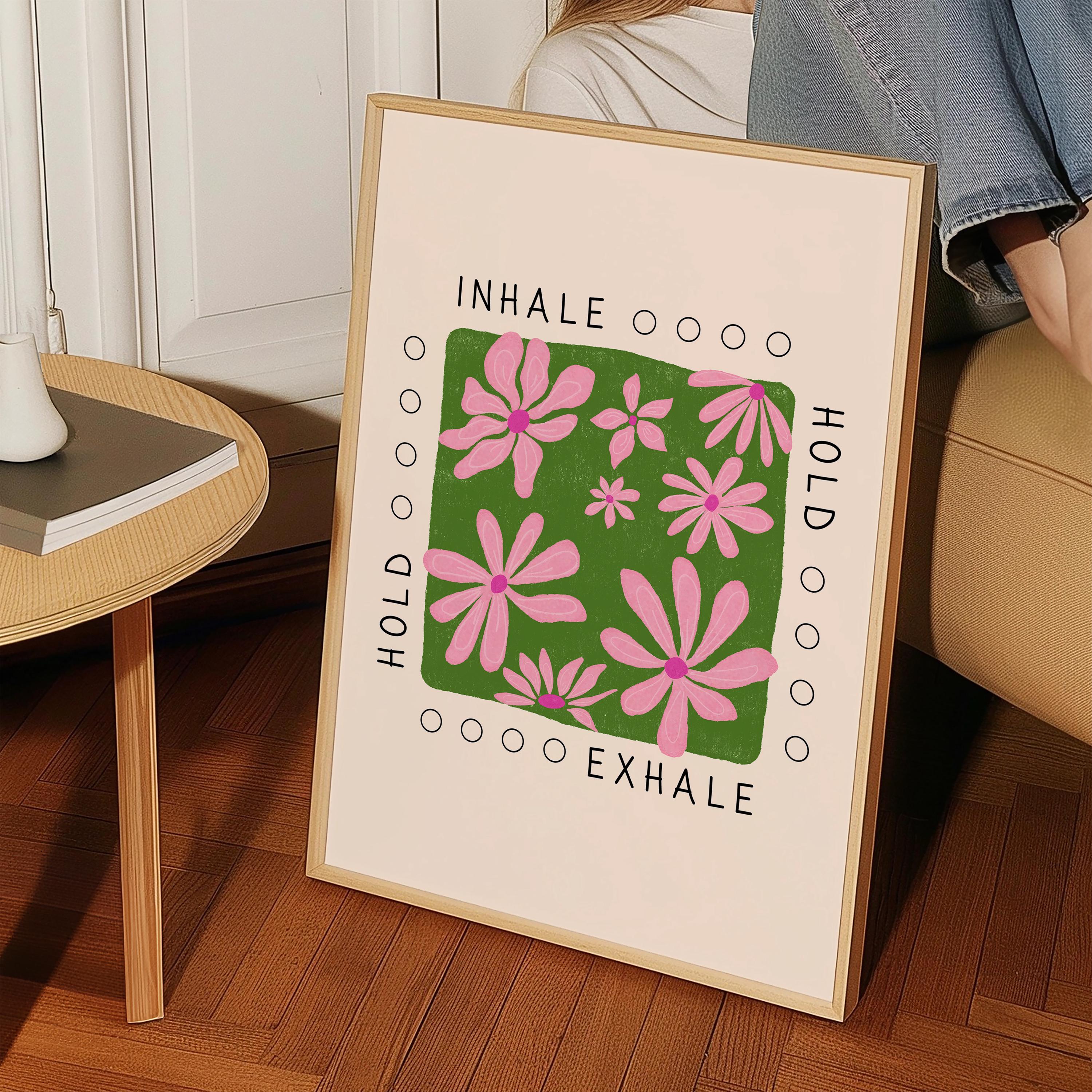 Mindful Breathing, Inhale Exhale Print, Therapy Office Decor, Box ...