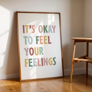 Its OK to Feel Your Feelings, Mental Health Wall Art, Positive ...