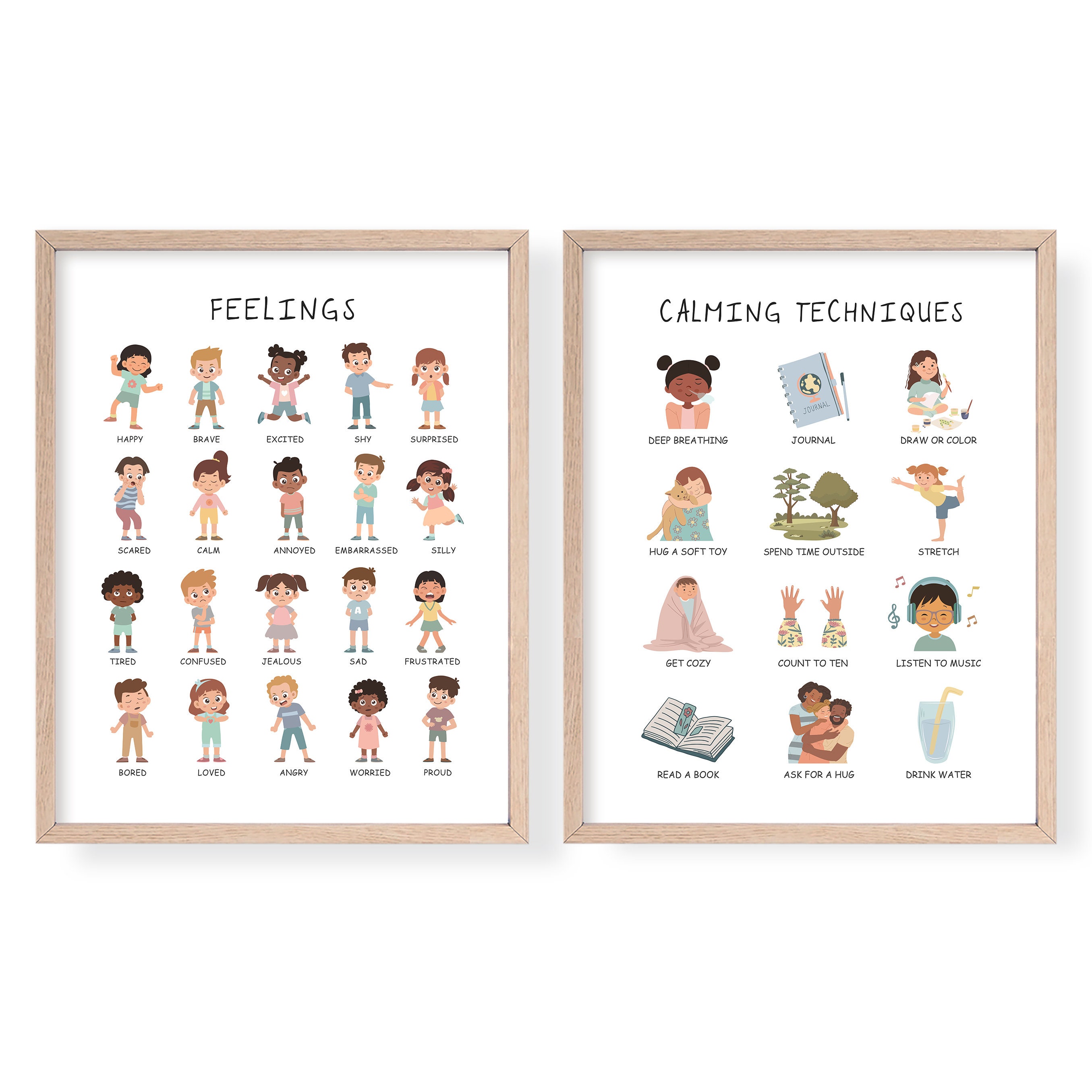 Calming Techniques and Feelings Poster Montessori Homeschool - Etsy