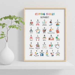Set of 2 Mental Health Prints, Coping Skills Alphabet, Positive ...