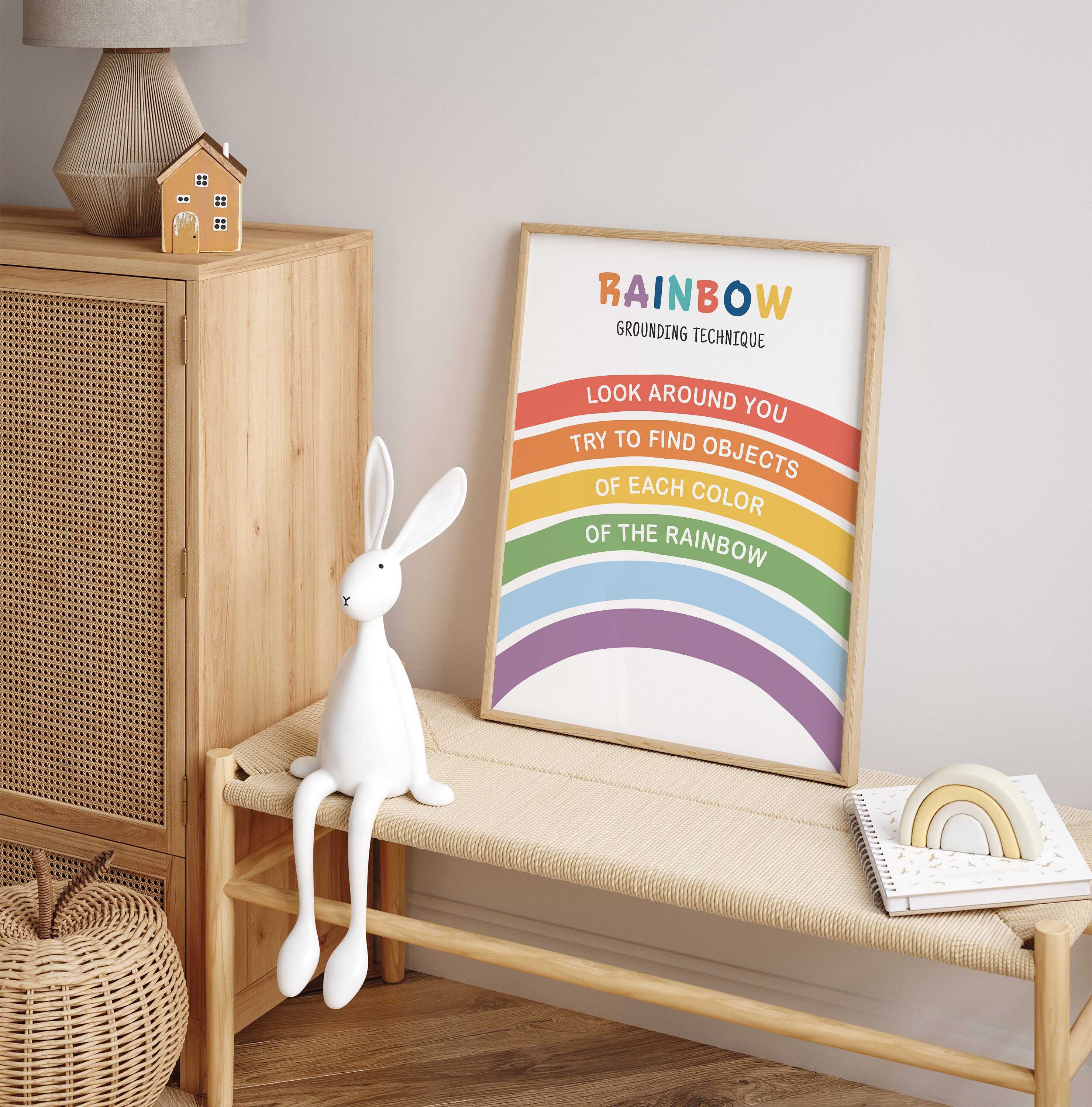 Grounding Technique Rainbow, Anxiety Grounding Poster, Mental Health ...