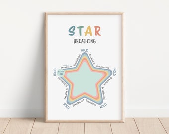 Mindful Breathing Poster, Mental Health Posters, Therapy Office Decor ...