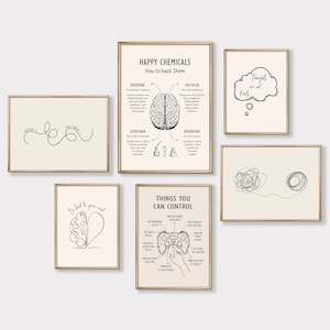 Mental Health Prints, Set of 6 Psychology Posters for Therapy Office ...