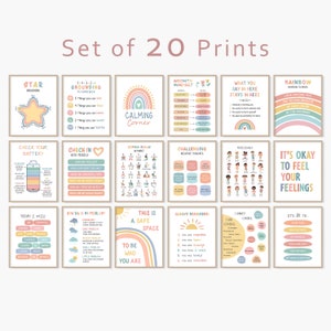 Calming Corner, Set of 20 Psychology Prints for Classroom Decor, Kids ...