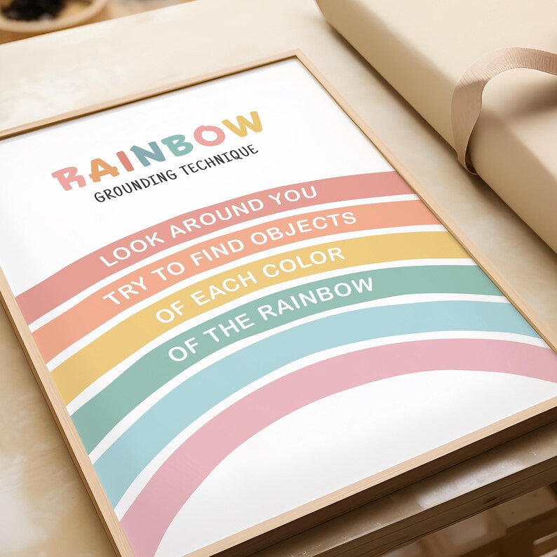 Rainbow Technique Poster, Anxiety Grounding, Mental Health, Calm Down ...