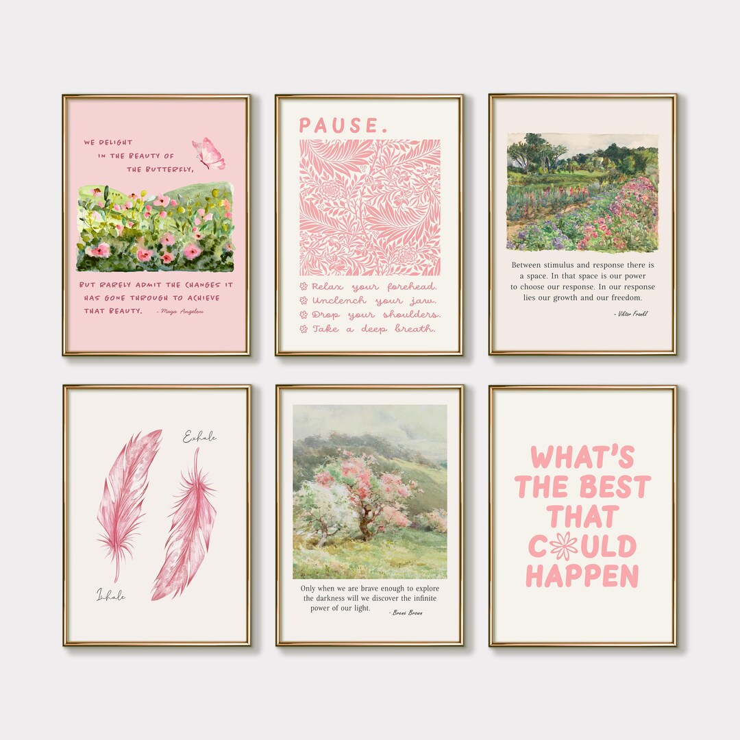Mental Health Gallery Set, 6 Inspirational Prints for Therapy Office ...