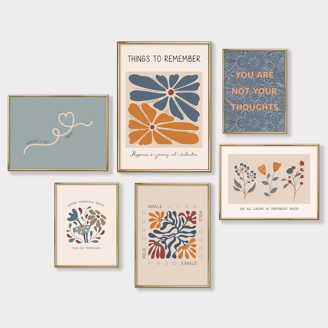 Mental Health Posters, Set of 6 Mental Health Prints for Therapy Office ...