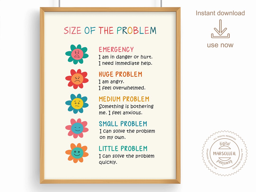 Size of Problem Poster Calm Corner School Counselor Kids - Etsy