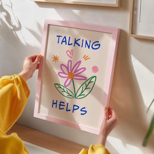 Talking Helps Poster, Therapy Office Decor, Mental Health Wall Art ...