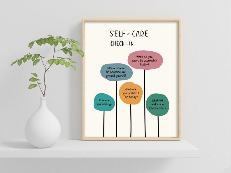Self Care Check In Daily Checklist Self Care Art Prints - Etsy