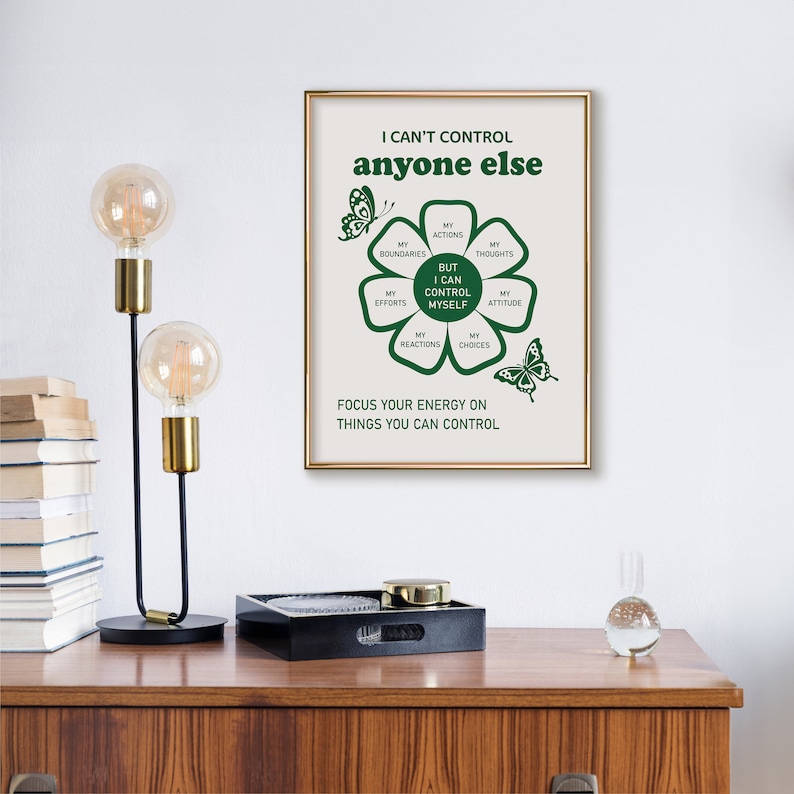 Things I Can Control, Mental Health Poster, Retro Green Therapy Office ...
