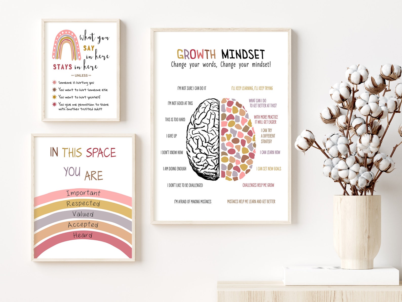 Set of 12 Prints for Therapy Office, Psychology Print Bundle, Mental ...
