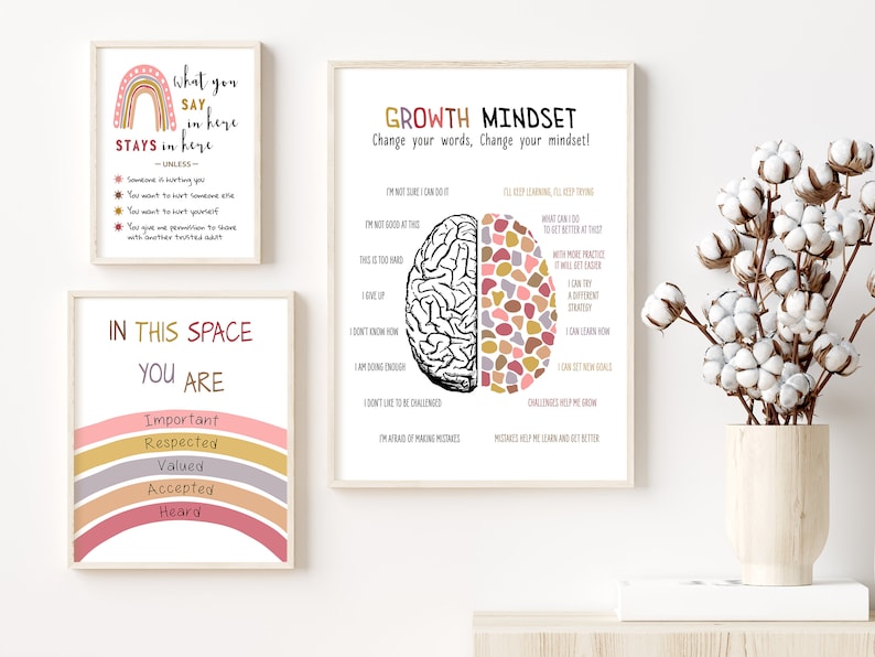 Set of 12 Prints for Therapy Office, Psychology Print Bundle, Mental ...