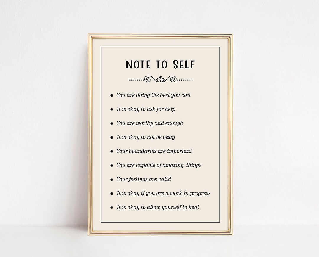 Note to Self Poster, Therapy Office Art Print, Mental Health Office ...