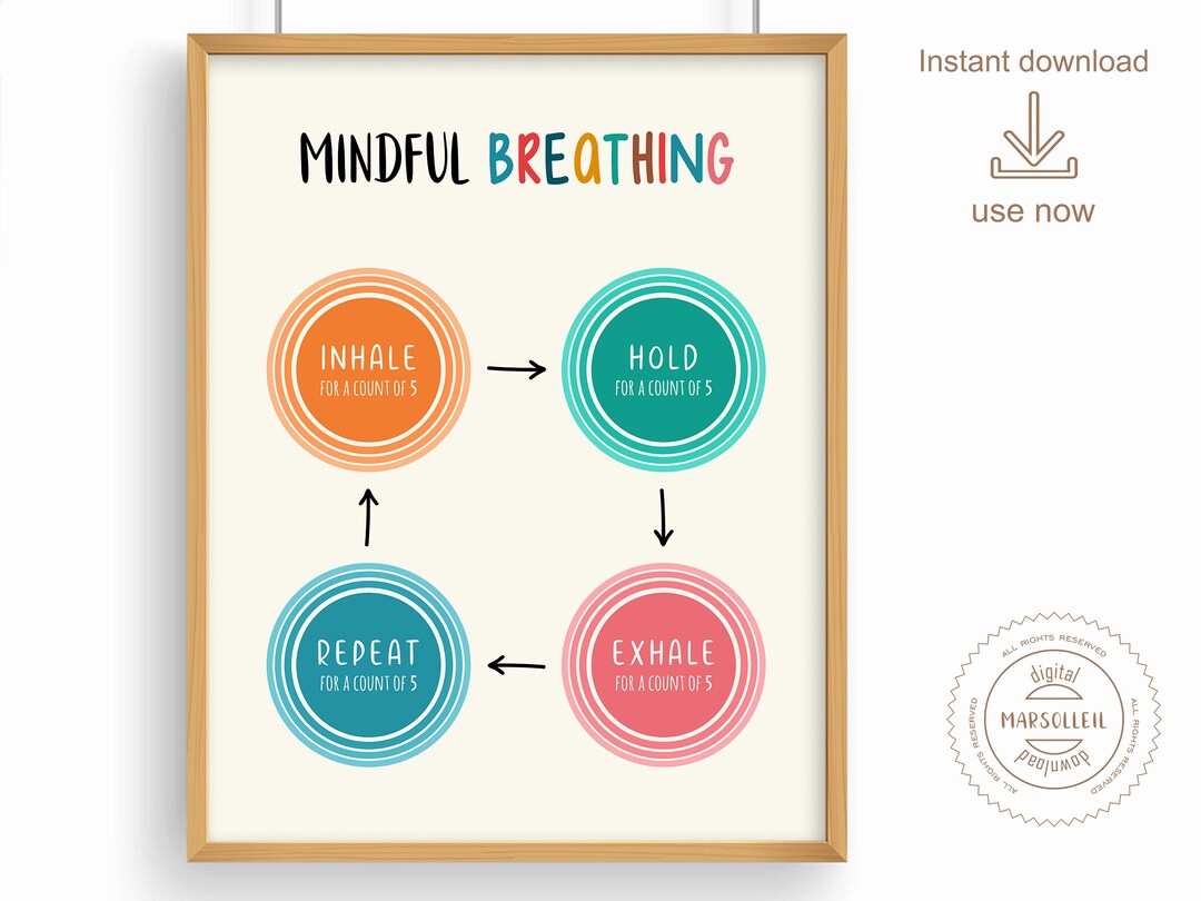Mindful Breathing Poster Box Breathing Calm Classroom - Etsy