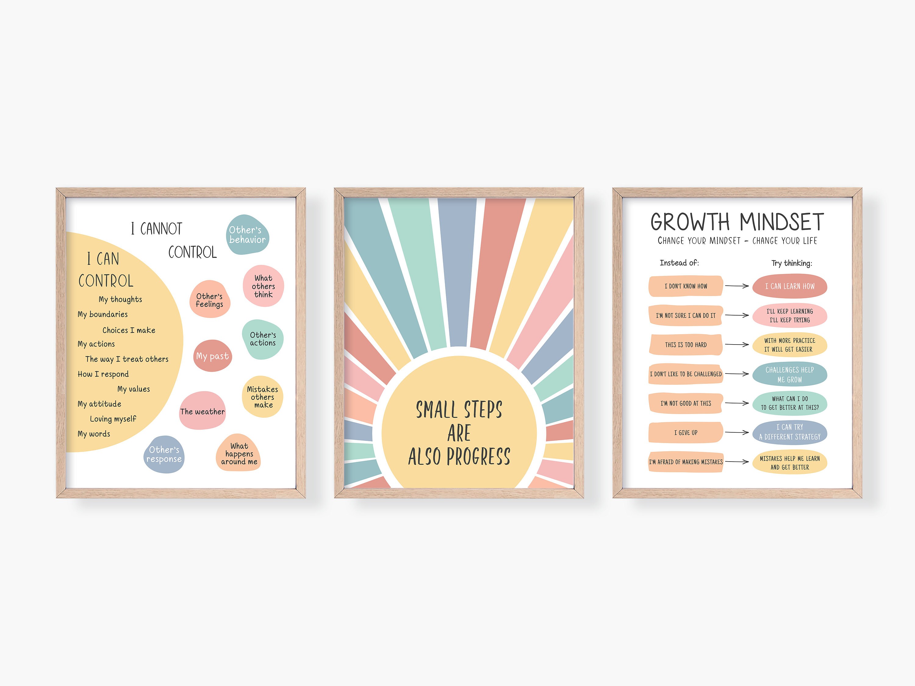 Set of 3 Psychology Art Prints, Mental Health Posters, Circle of ...