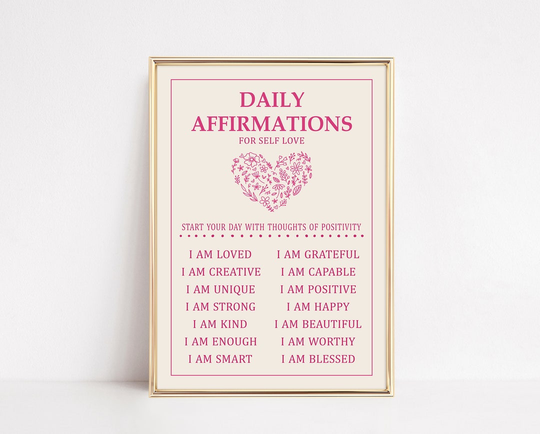 Daily Affirmations Art Print, Mental Health, Positive Affirmations ...