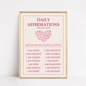 Daily Affirmations Art Print, Mental Health, Positive Affirmations ...