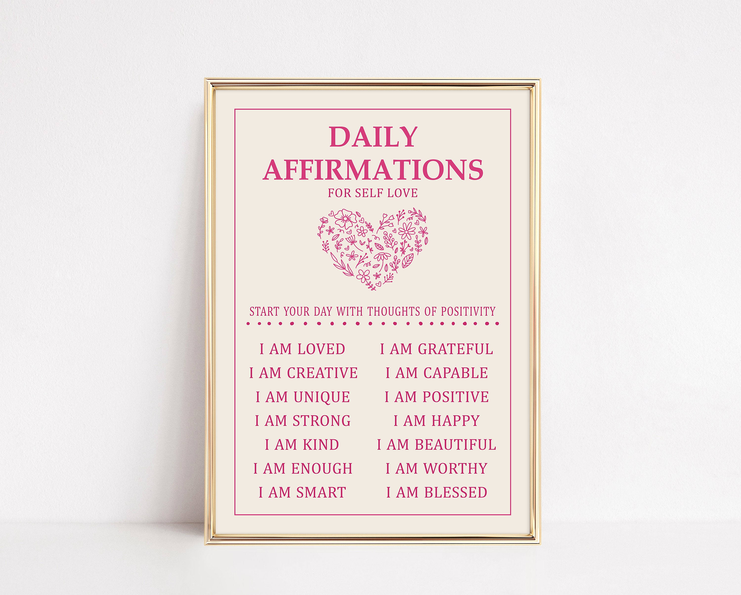 Daily Affirmations Art Print, Mental Health, Positive Affirmations ...