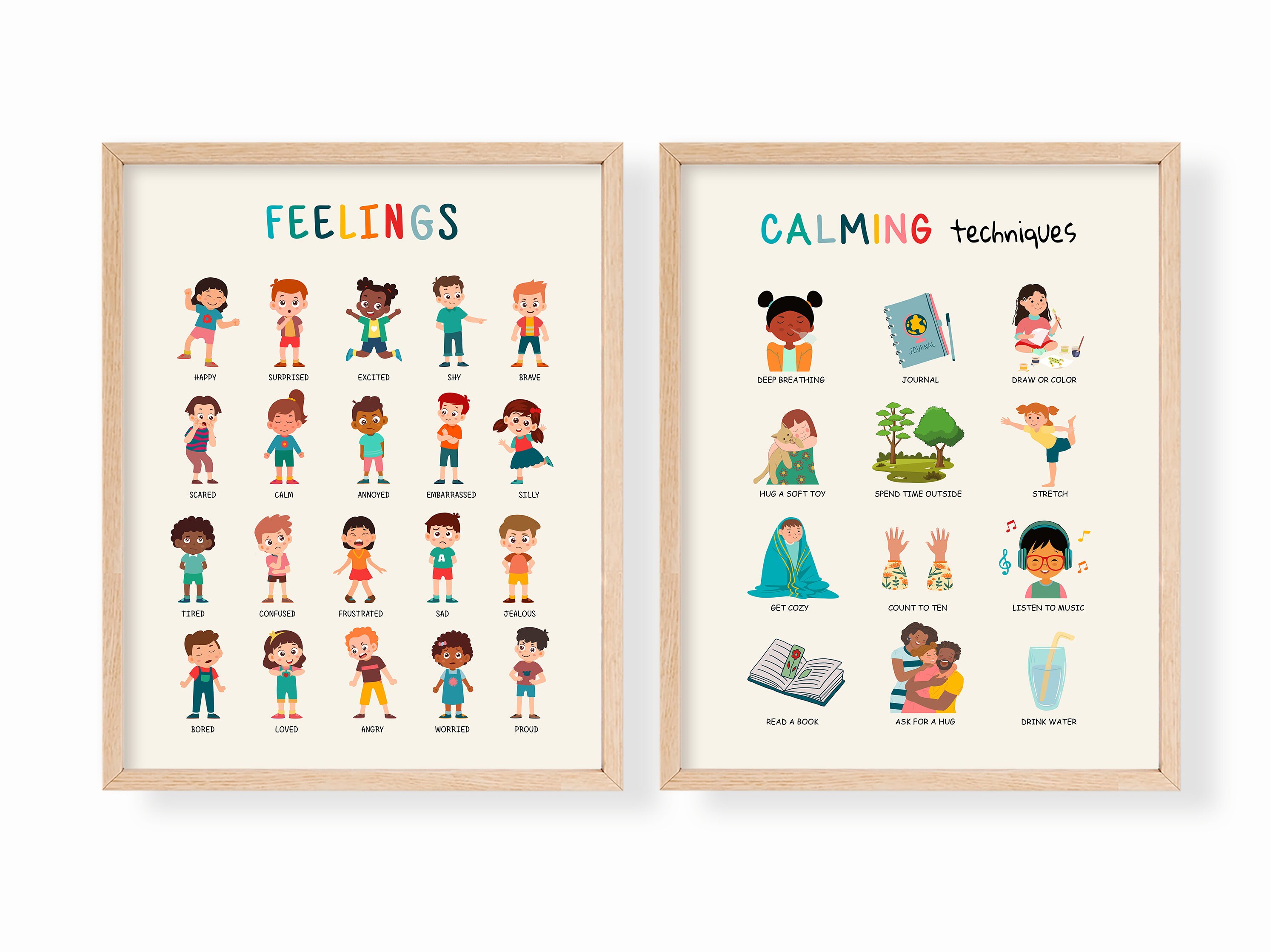 Calming Techniques and Feelings Posters Set of Playroom - Etsy