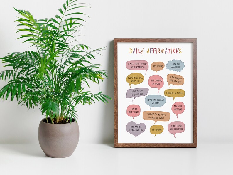 Daily Affirmations Mental Health Poster Therapy Office - Etsy