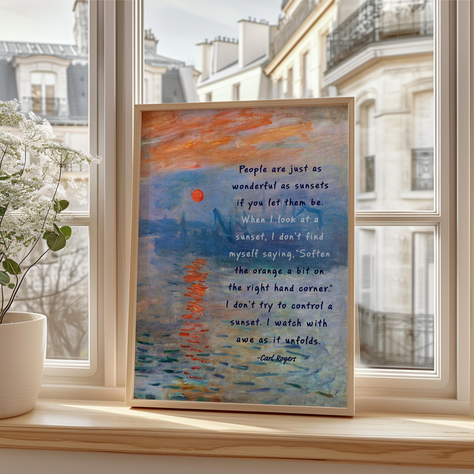 Carl Rogers Sunset Quote, Mental Health Wall Art, Mental Health Quotes ...