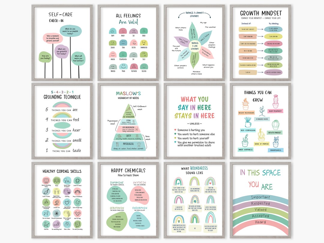 Set of 12 Psychology Art Prints Therapy Office Decor Mental - Etsy