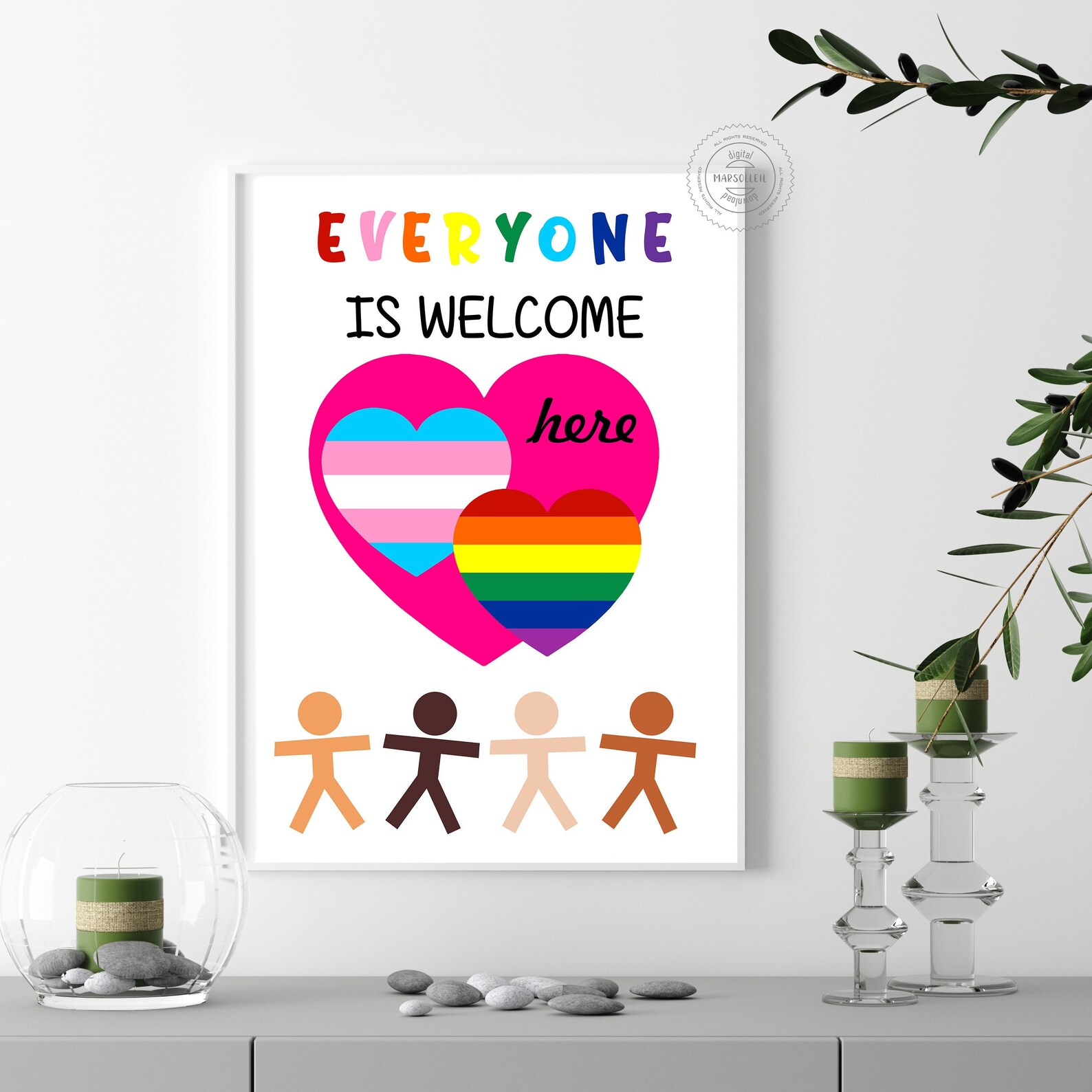 Everyone is Welcome Here Poster Classroom Decor Diversity - Etsy