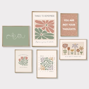 Set of 6 Mental Health Prints, Psychology Posters, Printable Wall Art ...