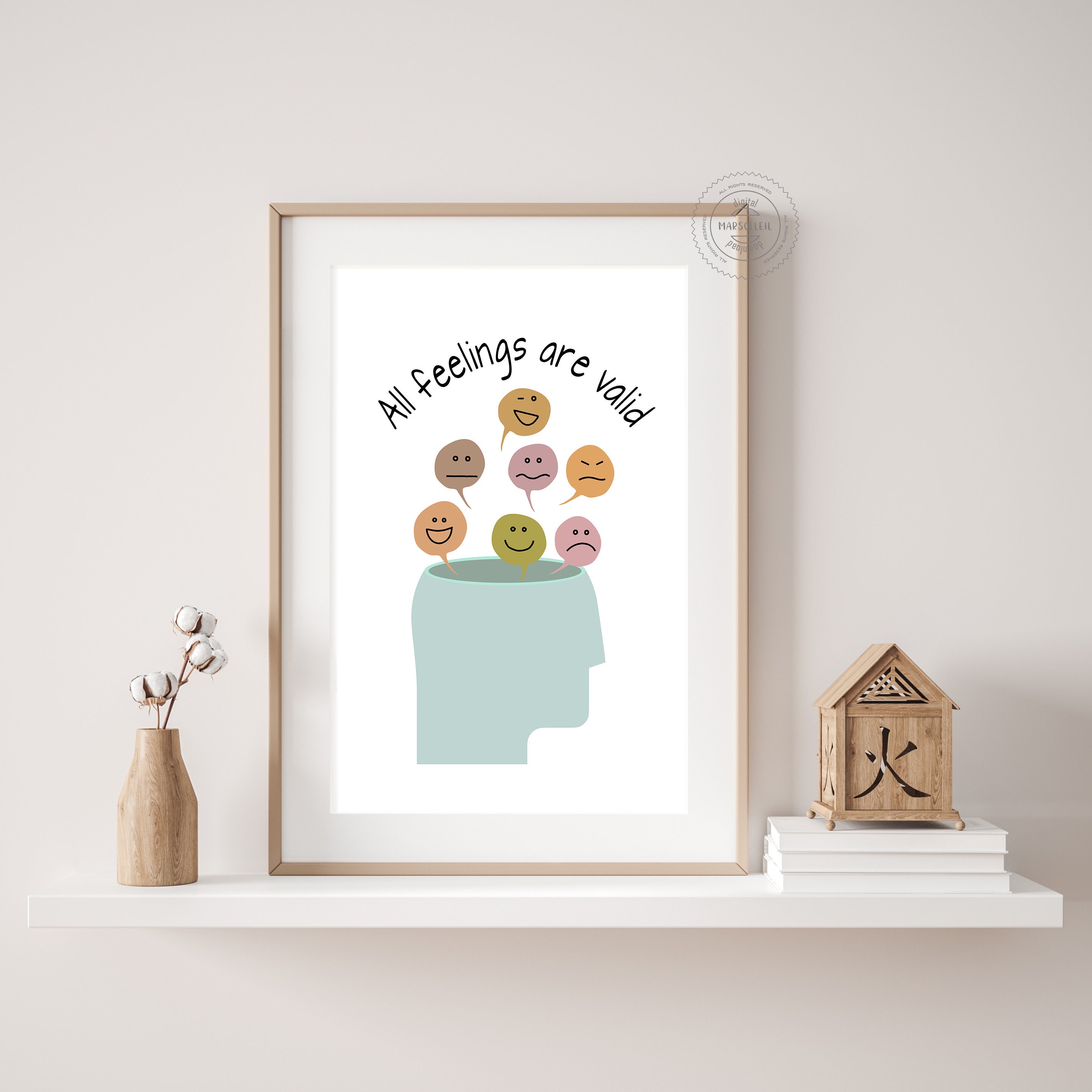 Wall Décor Home Décor Therapist Office Decor Mental Health Feelings CBT ...