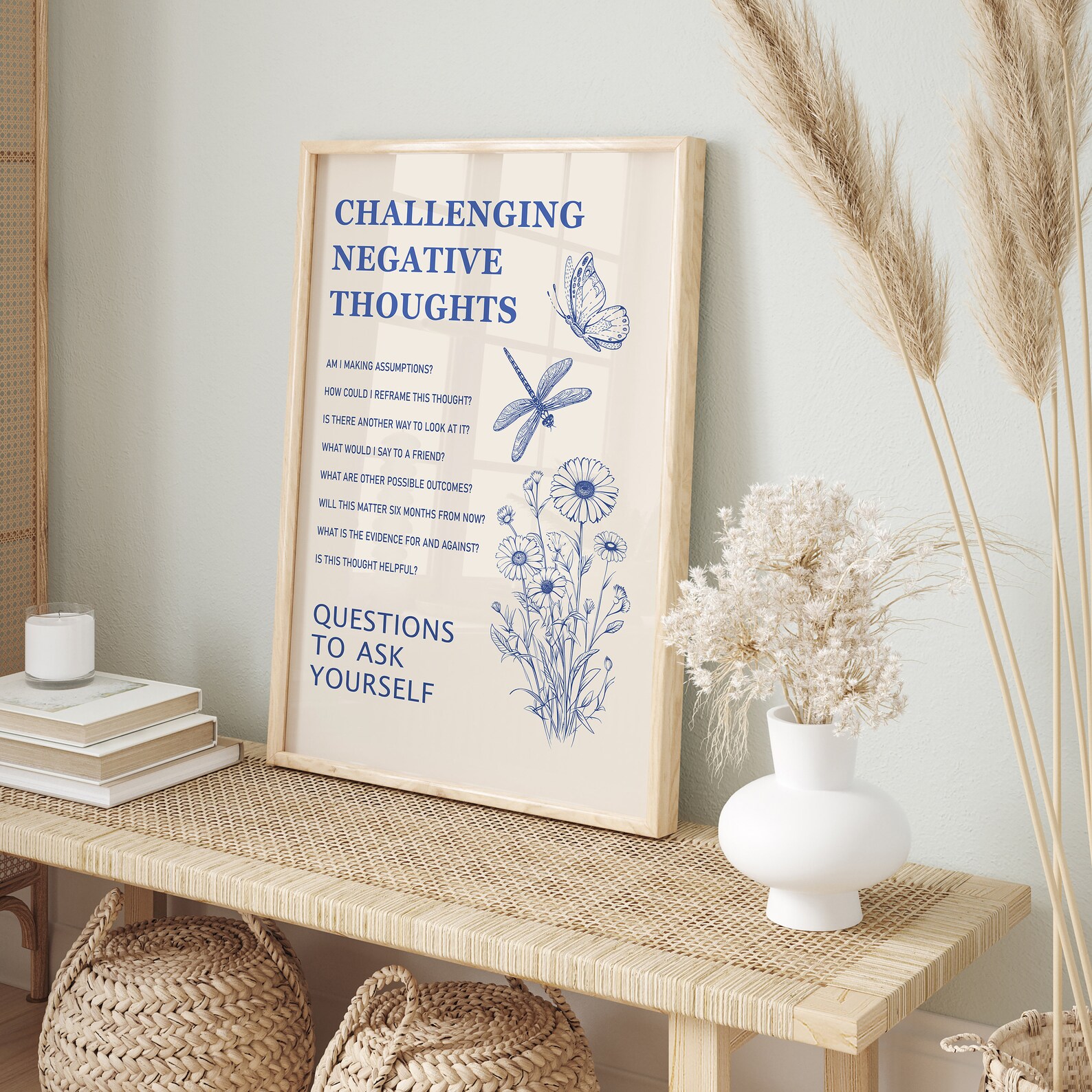 Challenging Negative Thoughts Printable, Mental Health Art Print ...