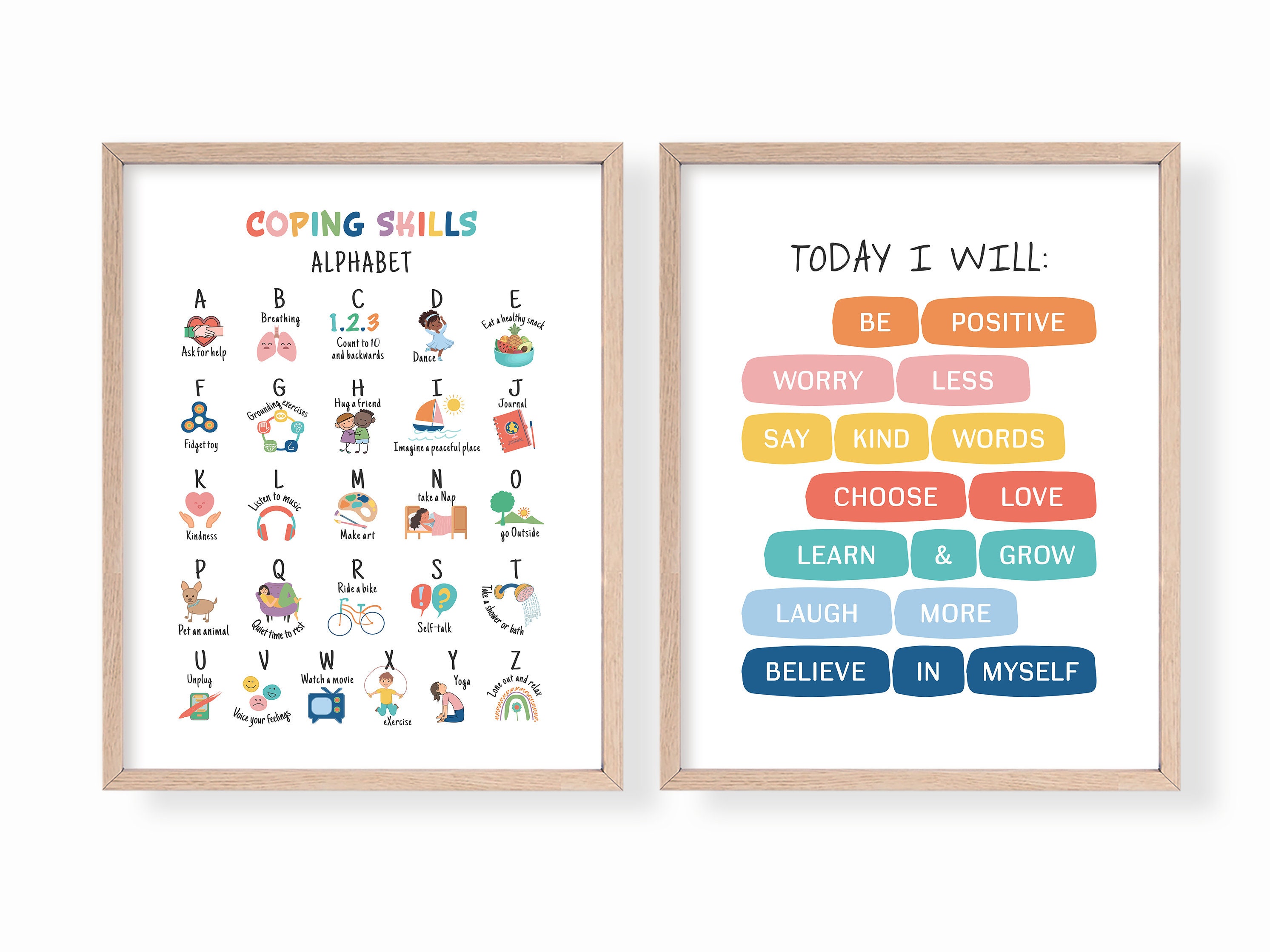 Set of 12 Psychology Prints for Kids, Emotions Poster, Mental Health ...