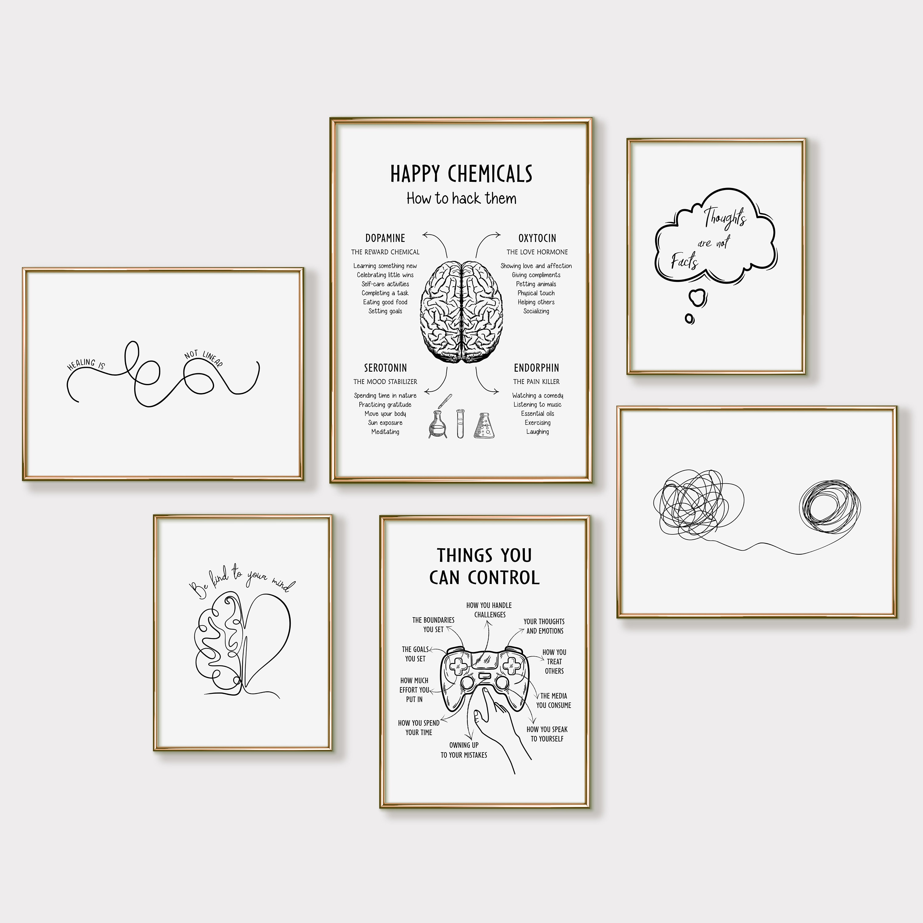 Mental Health Posters, Set of 6 Psychology Prints for Therapy Office ...